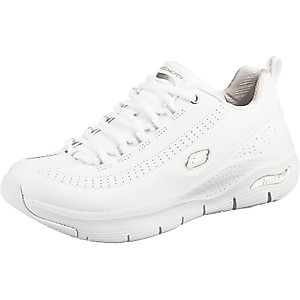 Skechers GO Golf Women's Sneaker, White Leather Silver White Trim, 9