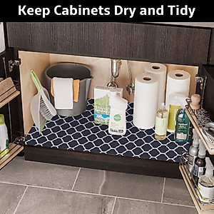 Under Sink Mat for Kitchen Waterproof, Undersink Mats for Bottom of Kitchen Sink, Non-Adhesive Absorbent Quick Dry Under Sink Liner, Non-Slip Shelf Protector Under Sink Tray (Dark Gray, 24"×30")