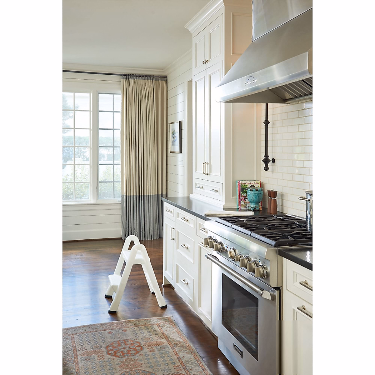 Rubbermaid FG420903WHT EZ Step 2 Step Folding Plastic Ladder Step Stool with Skid Resistant Foot Pads, White (3 Pack)