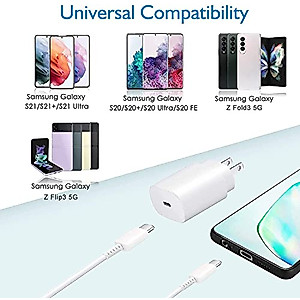 Samsung S23 Super Fast Charger,25 Watt PD USB C Type C Charger for Samsung Galaxy S22/S22 Plus/S22 Ultra 5G/A14/Z Flip 3/S21/S21 Plus/S21 Ultra 5G/S20/S20 Plus/S20 Ultra,with 5-ft USB C to USB C Cable