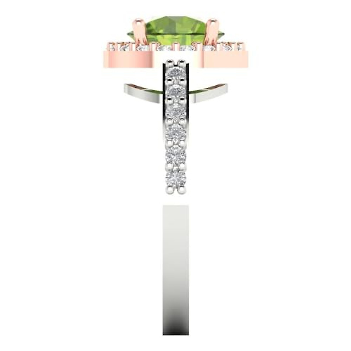 Clara Pucci 2.40 ct Round Cut Solitaire Halo Natural Green Peridot Engagement Promise Anniversary Bridal Ring 14k White & Rose Gold