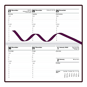LETTS Classic Weekly/Monthly Planner, 12 Months, January to December, 2022, Week-to-View with Appointments, Gold Corners, Horizontal, 6.625" x 3.25", Burgundy (C32SBY-22)