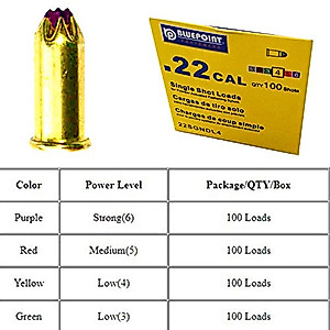 0.22 Caliber Purple Single Shot Powder Loads, High Velocity Strong Power Fasteners Power Loads (100-Count) (Level 6)