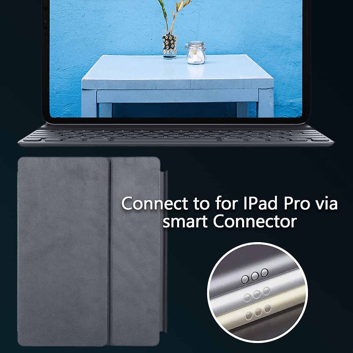 Smart Keyboard for Ipad pro, 12.9in Portable Tablet Intelligent Carrying Foldable Ultra-Slim Keyboard with 64 Keys for Ipad Pro 2nd Generation & 1st Generation