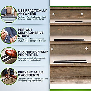 Red Cat Anti Slip Grip Tape For Stairs. Black Non Slip Floor or Stair Treads. 20 Pre-Cut Strips 1" x 15.5" Anti Slip Safety Tape. Waterproof Indoor/Outdoor Commercial Adhesive Stair Treads Avoid Falls