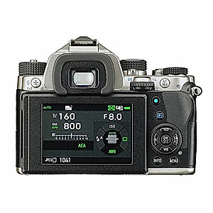 Pentax KP Silver Body 24.32 Ultra-Compact Weatherproof DSLR with 3" LCD, (Silver)