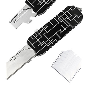 Tenchilon TQ386 Retractable Utility Knife, Box Carboard Cutter Quick Blade Change, Extra 10 Blades Included, Precision Craft DIY Knife For Office Home Arts (Black)