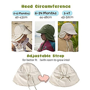 FURTALK Baby Sun Hat UPF 50+ Adjustable Baby Boys Girls Quick Drying Summer Beach Hat with Neck Flap for Traveling Swim Hat Beige