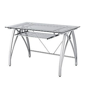 Realspace® Vista 48"W Glass Computer Desk, Silver