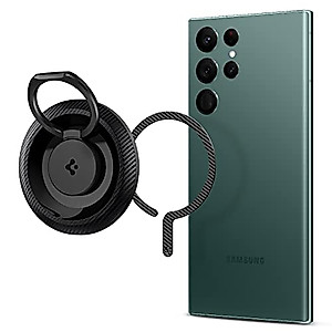 Spigen O-Mag Ring (Carbon) Magnetic Phone Holder Grip Designed for MagSafe Bundle with Spigen OneTap Ring Adapter for Mag Safe-Compatibility with EZ-Fit Kit (Carbon)