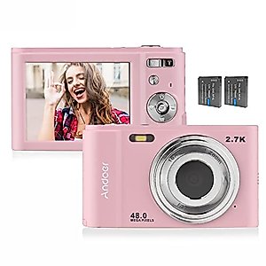 Andoer Portable Digital Camera 48MP 2.7K 2.88-inch IPS Screen 16X Zoom Auto Focus Self-Timer 128GB Extended Memory Face Detection Anti-Shaking with 2pcs Batteries Hand Strap Carry Pouch