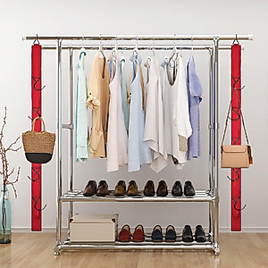 LJHYSD Hockey Drying Rack,Portable Clothes Drying Rack with 5 Hooks,Hanging Drying Rack for Home and Outdoor,Hockey Equipment Drying Rack for Baseball Catcher Football Camping,Red