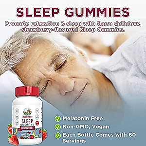 MaryRuth's Sleep Gummies | Sugar Free | NO Melatonin | L Theanine, Lemon Balm, Chamomile, Vitamin B6 | Relaxation & Sleep Support for Adult | Vegan | Non-GMO | Gluten Free | 60 Count