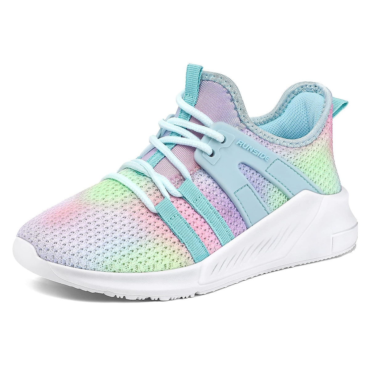 RUNSIDE Girls Tennis Shoes Lightweight Sports Kids Sneakers Lace-up for Running/Walking, Toddler/Little Kid/Big Kid Gradient Blue