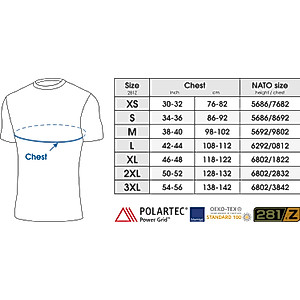 281Z Mens Thermal Lightweight Base Layer T-Shirt - Hiking Trekking Outdoor - Polartec Power Grid - Terrain Reliability Line (Black, X-Large)