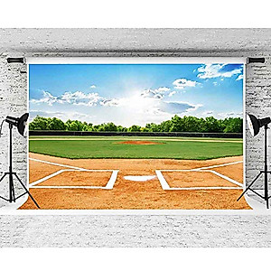 SOOUVEI Baseball Field Backdrop Polyester Stadium 7x5ft Outdoor Sport Green Grass Ballpark Photography Background Party Supplies Banner Home Decor Boy Student Birthday Portrait Photo Booth Studio Prop