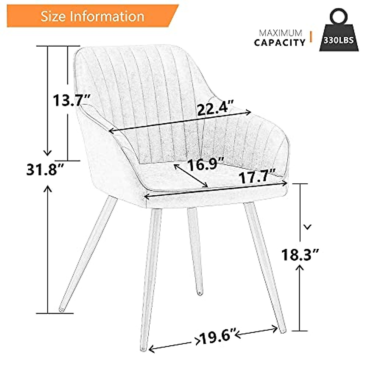 Awonde Brown Faux Leather Accent Chairs Set of 2 Modern Arm Chairs for Living Room Dining Room Office Guest Chair with Metal Legs