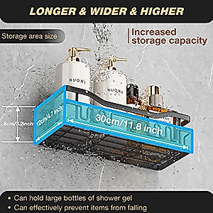 RTOGM 3-Pack Shower Caddy Shelf, Adhesive Shower Shelves No Drilling, Bathroom Shower Organizer, Rustproof Storage Racks for Inside Shower Wall, Shampoo & Soap Organization Holder - Black