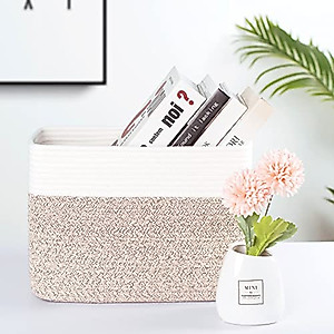 MINTWOOD Design Storage Basket for Shelves, Playroom and Classroom Storage Basket, Book Basket, Decorative Storage Cube Bin, Woven Closet Organizer, Baby Nursery Basket, Light Brown