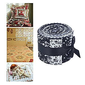 Newmind 20Pack 2.4 inch Jelly Roll Floral Quilt Strips Patchwork Sewing Supplies for DIY Clothes - Black