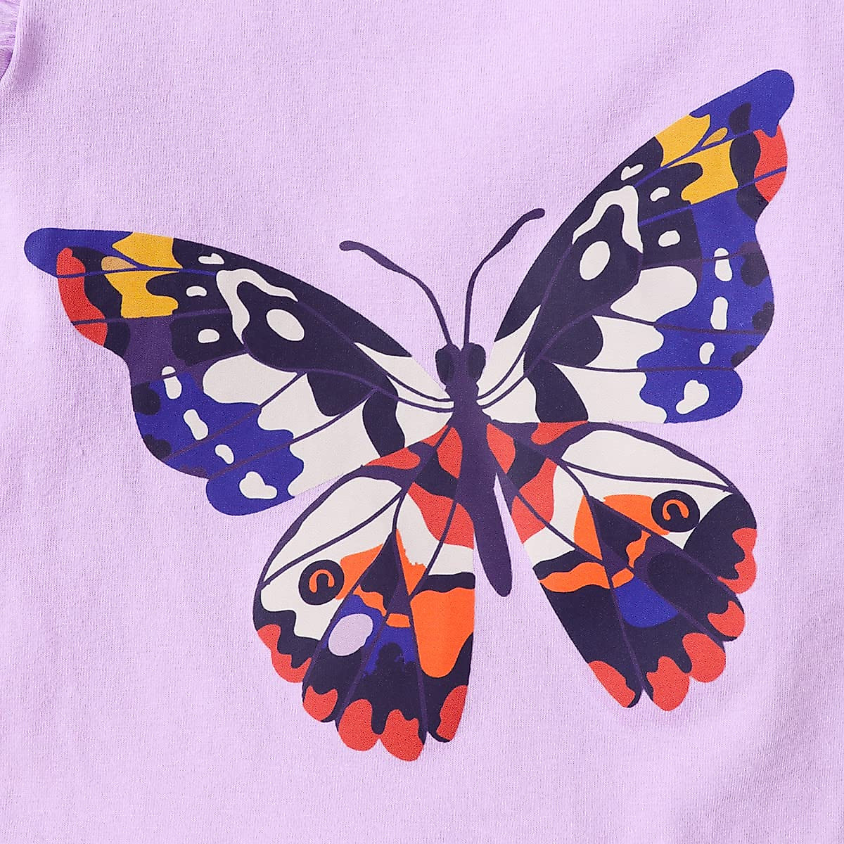 RETSUGO Baby Girls Skirt Top Set Flutter Sleeve Butterfly Shirt Kids Tulle Tutu Dress Toddler 2PC Birthday Party Outfits Purple 7-8 Years