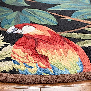 SAFAVIEH Chelsea Collection 3' Round Black HK296A Hand-Hooked French Country Wool Area Rug