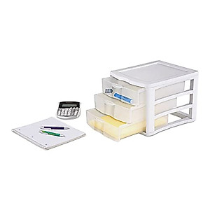 Sterilite 5 Drawer Plastic Modular Desk Storage Bin Unit, 4 Pack, and 3 Drawer Plastic Modular Desk Storage Bin Unit, 4 Pack, for Home Organization