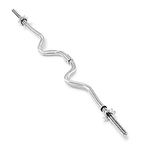 Marcy 2-Piece Threaded Super Curl Bar with Chrome Spin Lock Collars Free Weights Accessories for Home Gym SCB-248