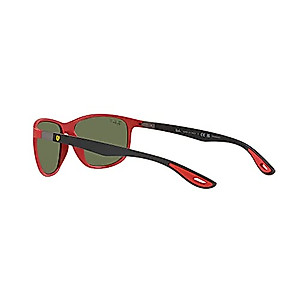 Ray-Ban RB4394M Scuderia Ferrari Collection Square Sunglasses, Matte Red/Green Mirrored Silver Polarized, 61 mm