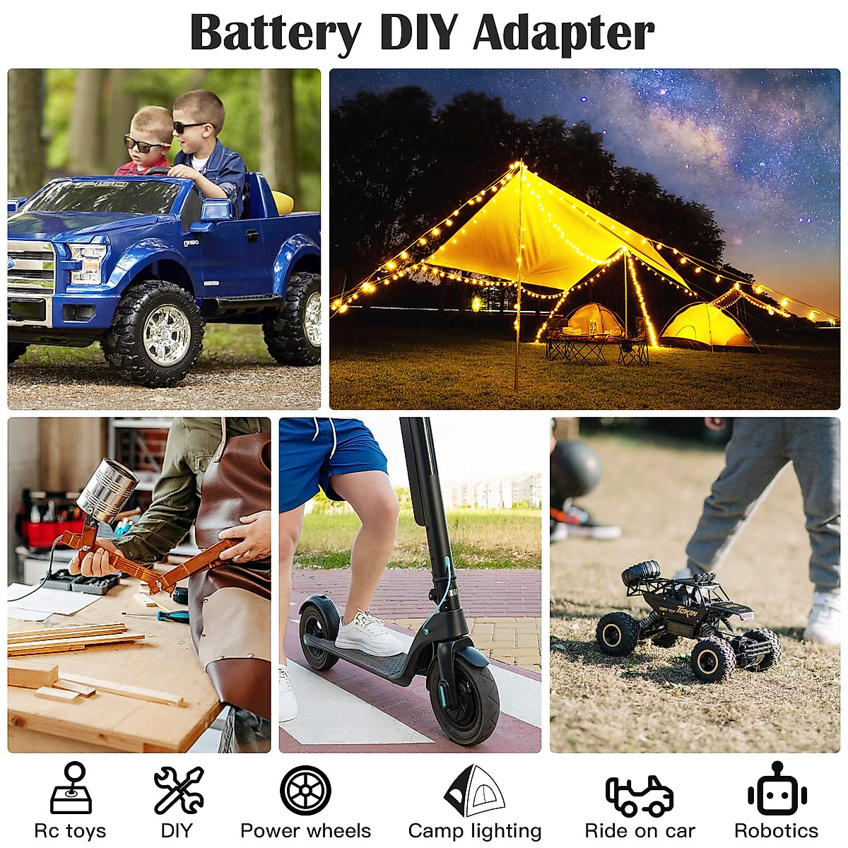 Power Wheels Adapter for Milwaukee M18 Battery Adapter 18V Power Wheels Battery Conversion Kit with Switch, Fuse & Wire Terminals, 12AWG Wire, Power Connector for DIY Rc Car Toys and Robotics