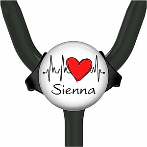 EKG Heart Stethoscope Name Tag for Littmann, Personalized Yoke Stethoscope Id Label - You Fully Customize - Hospital Nurse Accessories for Work, Doctor Gift