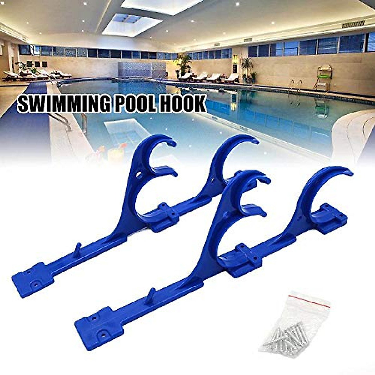 WAITLOVER Pool Pole Hanger Leaf Rakes Vacuum Hose with Screw Blue Tools Multi Purpose Brushes Skimmers Plastic Outdoor Garden Holder D7y4