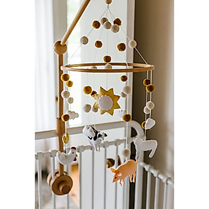 Sorrel + Fern Baby Crib Mobile - Nursery Decoration and Baby Shower Gift for Boys & Girls, Farm Animals