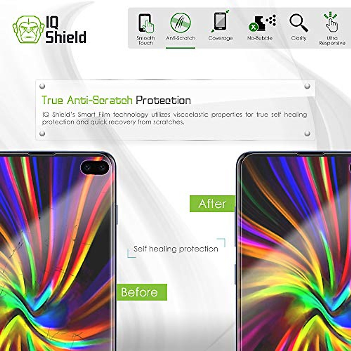 IQShield Screen Protector Compatible with Galaxy S10 Plus (S10+ 6.4 inch)(2-Pack)(Case Friendly) Anti-Bubble Clear TPU Film (NOT Compatible with Verizon S10 5G 6.7)(Works with Fingerprint ID)