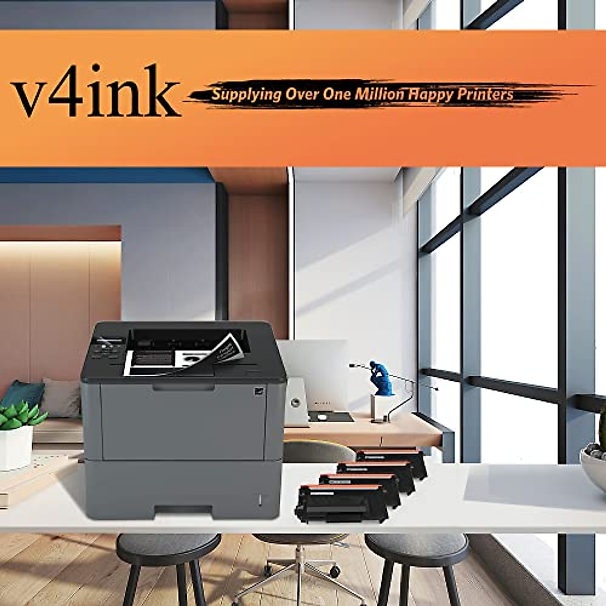 v4ink Compatible Replacement for Brother DR820 DR-820 Drum TN850 TN-850 Toner Cartridge for use with Brother HL-L6200DW MFC-L5700DW MFC-L5800DW Printer (1 DR820 Drum Unit + 4 TN850 Toner Cartridges)