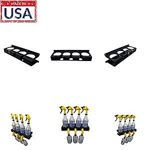 BEHR-ENGR | Spray Bottle Storage Rack | Wall Mountable | Heavy Duty Plastic | For 3.6'' Bottles, Black