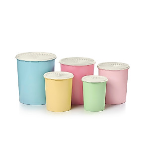 Tupperware Heritage Collection 10 Piece Nested Canister Set in Vintage Colors - Dishwasher Safe & BPA Free - (5 Containers + 5 Lids)