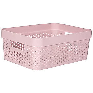 CURVER Infinity 17L Recycled Storage Basket - Multi-Use Stackable and Interlocking Storage - 35.5 x 26.7 x 13.7 cm, Pink