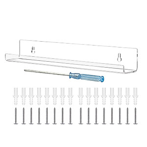 12-inch Clear Acrylic Vinyl Record Shelf Wall Mount, 6-Pack Floating Album Display for Vinyl Records, Books, and Décor – Perfect for Living Room, Bedroom, Bathroom, or Kitchen, Easy to Install