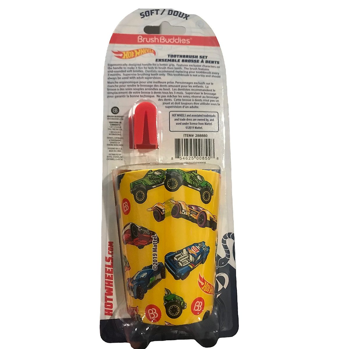 Kids Soft Bristles Toothbrush Set,Cap, Rinsing Cup Decorated with Race Cars, Easy to Grip, Kids Toothpaste (Bonus Included)