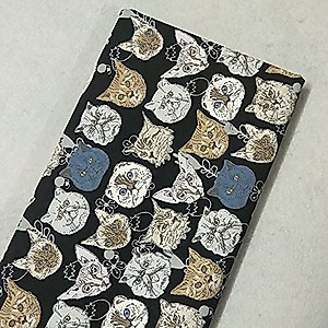 PUMCRAFT Sewing Fabric 100% Cotton Tough & Thick 45x55cm Vivid Cats Printed Cotton Canvas Fabric Animal Fabric Patchwork Cloth Dress Home Decor - 45cm - 55cm Fabric Patchwork Craft