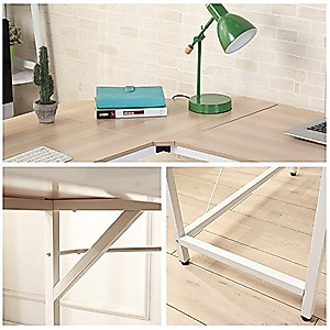 DlandHome L-Shaped Computer Desk 59 inches x 59 inches, Composite Wood and Metal, Home Office PC Laptop Study Workstation Corner Table with CPU Stand ZJ02-OW