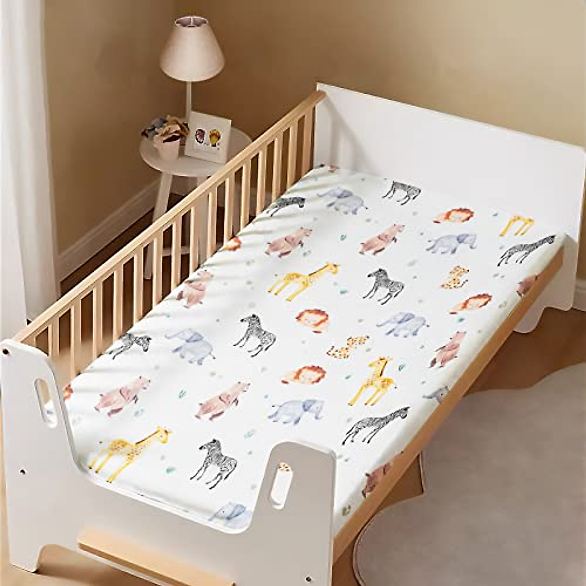 Crib Sheets for Boys and Girls, Baby Crib Sheet Neutral for Standard Crib Mattress & Toddler Bed Mattress, Soft and Safe Jersey Knit Cotton, 2 Pack (Dinosaur&Animal)