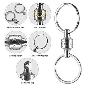 JEINAPA 316L Stainless Steel Quick Release Keychain, Pull Apart Detachable Double-End Swivel Keychain Heavy Duty Car Key Holder with 2 Key Rings (Tire-Shape)