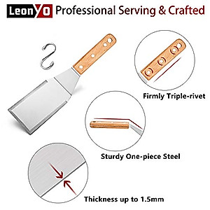 Leonyo Metal Turner Spatula Set of 4, Stainless Steel Griddle Hamburger Turner Spatula for Flat Top Teppanyaki BBQ Cooking, Grill Accessories Replacement Tools, Heavy Duty & Commercial Grade