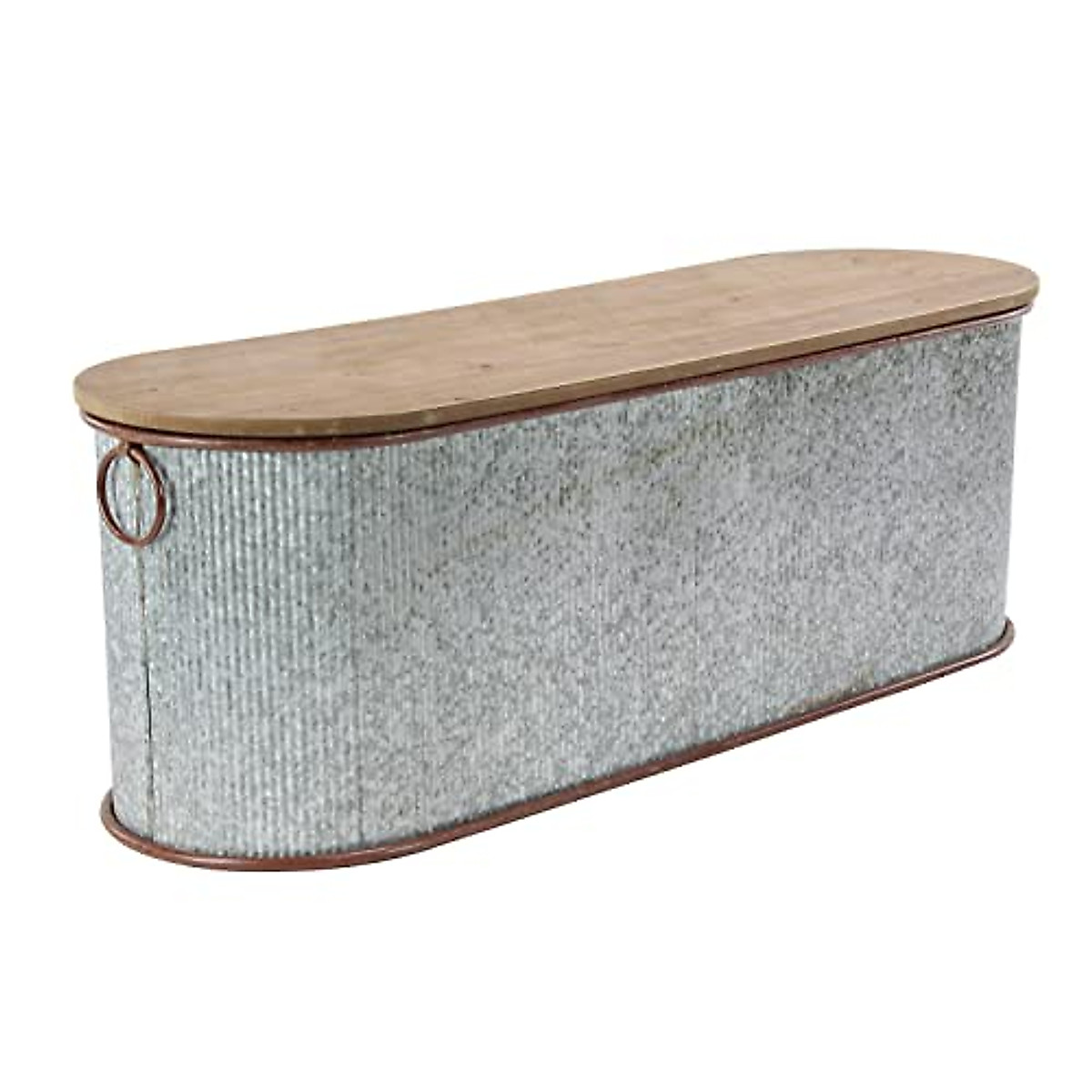 Deco 79 Metal Storage Bench with Brown Wood Top, Set of 3 48", 23", 23"W, Brown