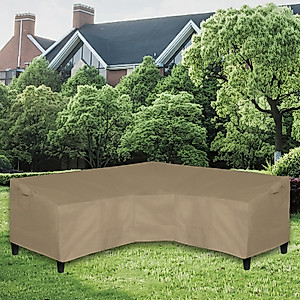 Easy-Going Patio V-Shaped Sectional Sofa Cover, Waterproof Outdoor Sectional Cover,Heavy Duty Garden Furniture Cover with Air Vent 100" L (on Each Side) x 33.5" D x 31" H, Camel