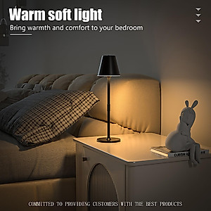 Timjorman 2 Pack LED CordlessTable Lamp,4000mAh Rechargeable Battery Desk lamp,3 Level Brightness Night Light,Minimalist Design, for Couple Dinner/Coffee Table/Restaurant/Bedroom(Black 2pack)