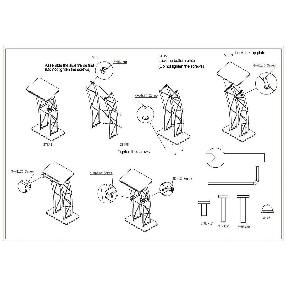 Futchoy Metal Black Podium Conference Presentation Pulpit School Office Church Lectern,Curved Design Cup Holder Design, Wrought Paint Curved Podium, Schools, Churches, Meeting Rooms