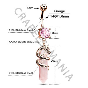 CM Crareesi Mania Dragon Belly Button Rings 14G Belly Rings Dangling Nature Stone Navel Piercing Jewelry Skull Belly Button Piercing Jewelry